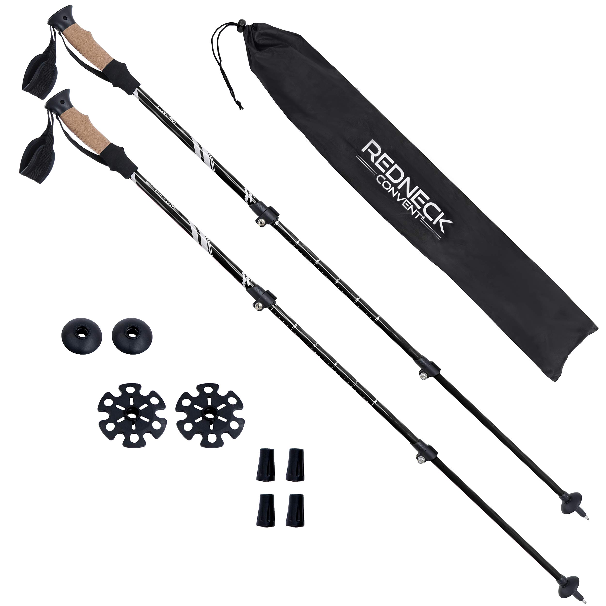 Redneck Convent RC Trekking Poles for Hiking Black Walking Sticks, Lightweight Pair Trek Poles Collapsible Backpacking Trekker Stick Set