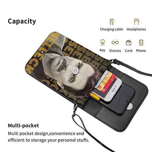 Tom Selleck Small Crossbody Cell Phone Bag For Women'S, Portable Multifunction Shoulder Bag Card Hold Purse,With Removable Shoulder Strap