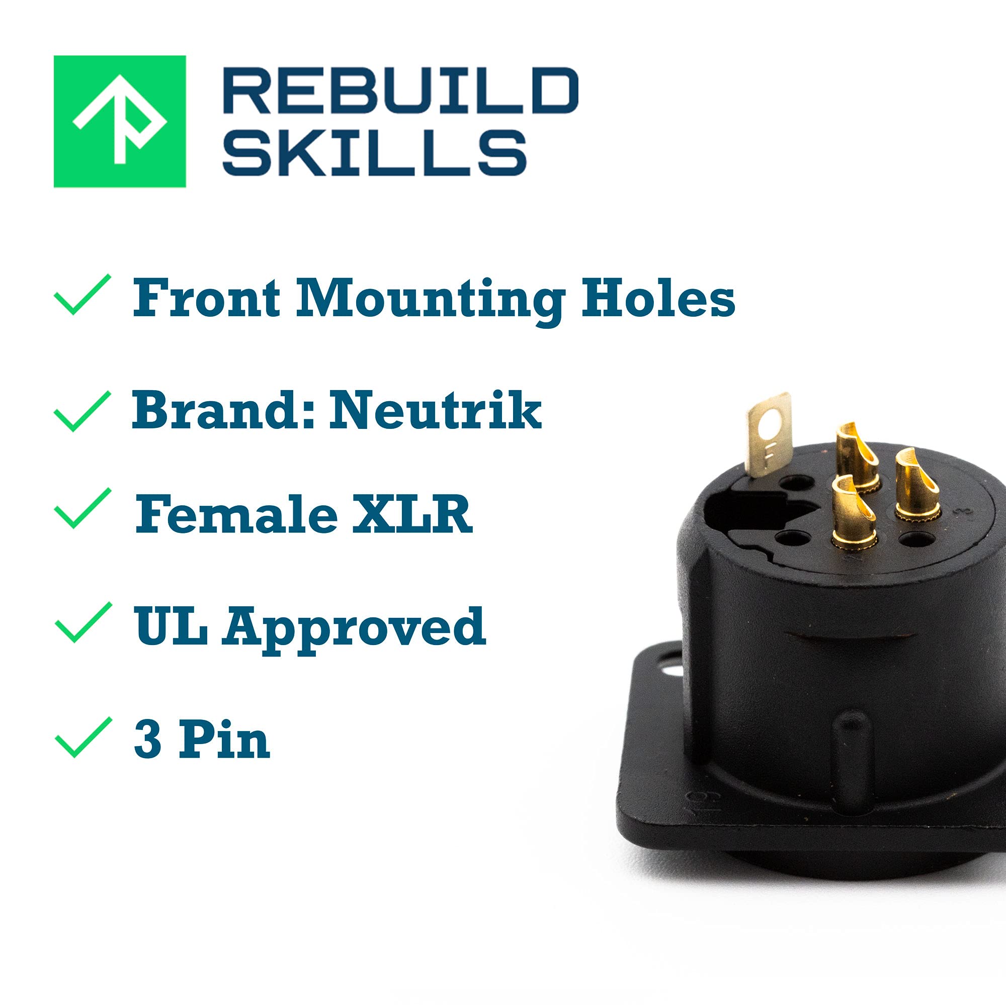 Neutrik NC3MD-L-BAG-1 3-Pin M PNL MT XLR, Black - 4pk