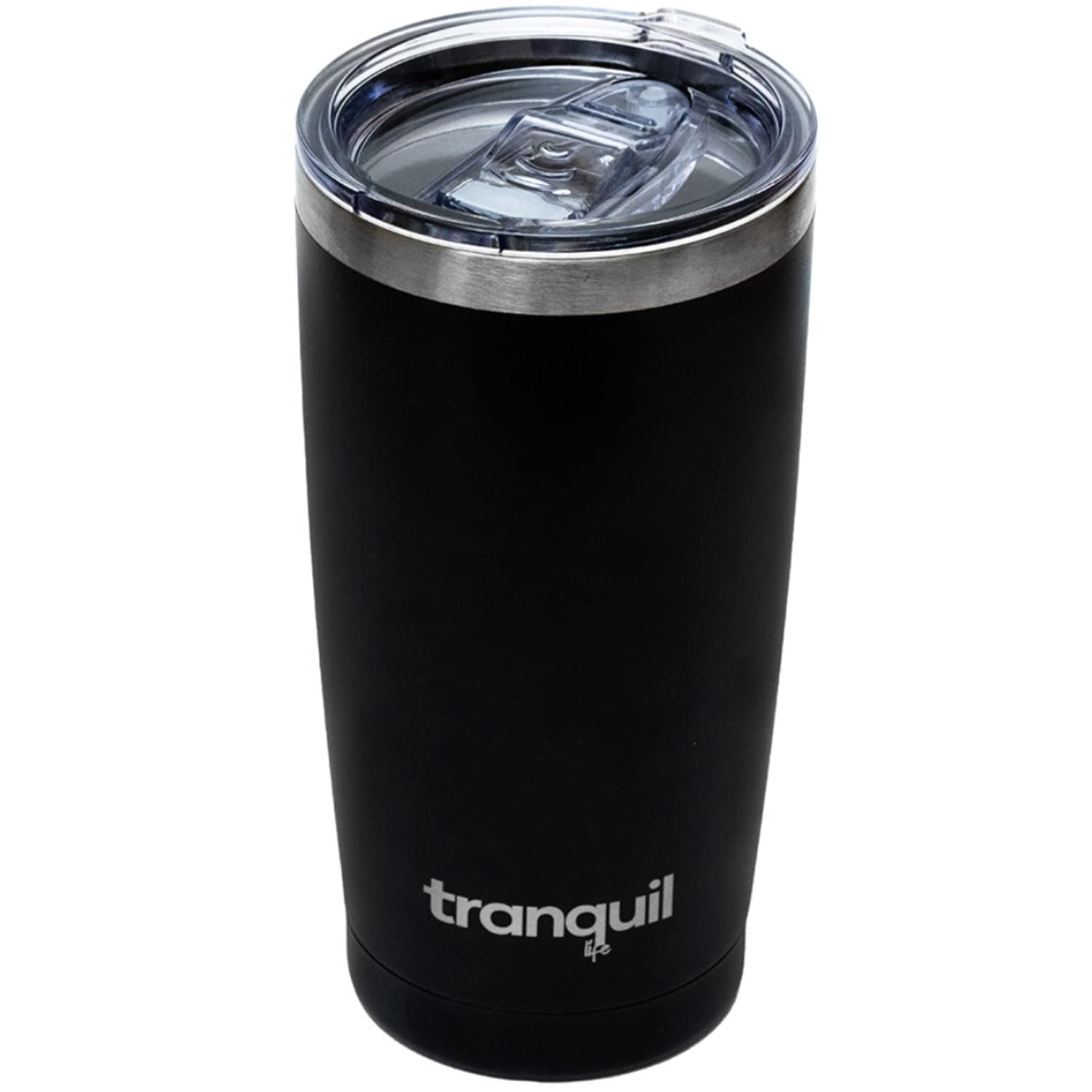 tranquil life Insulated Tumblerā 20oz, Stainless Steel Cups for Hot & Cold Drinks, Tumbler with Leakproof Lid, Reusable Cups for Coffee & Smoothie, Stainless Steel Tumbler for Travel, Jet Black