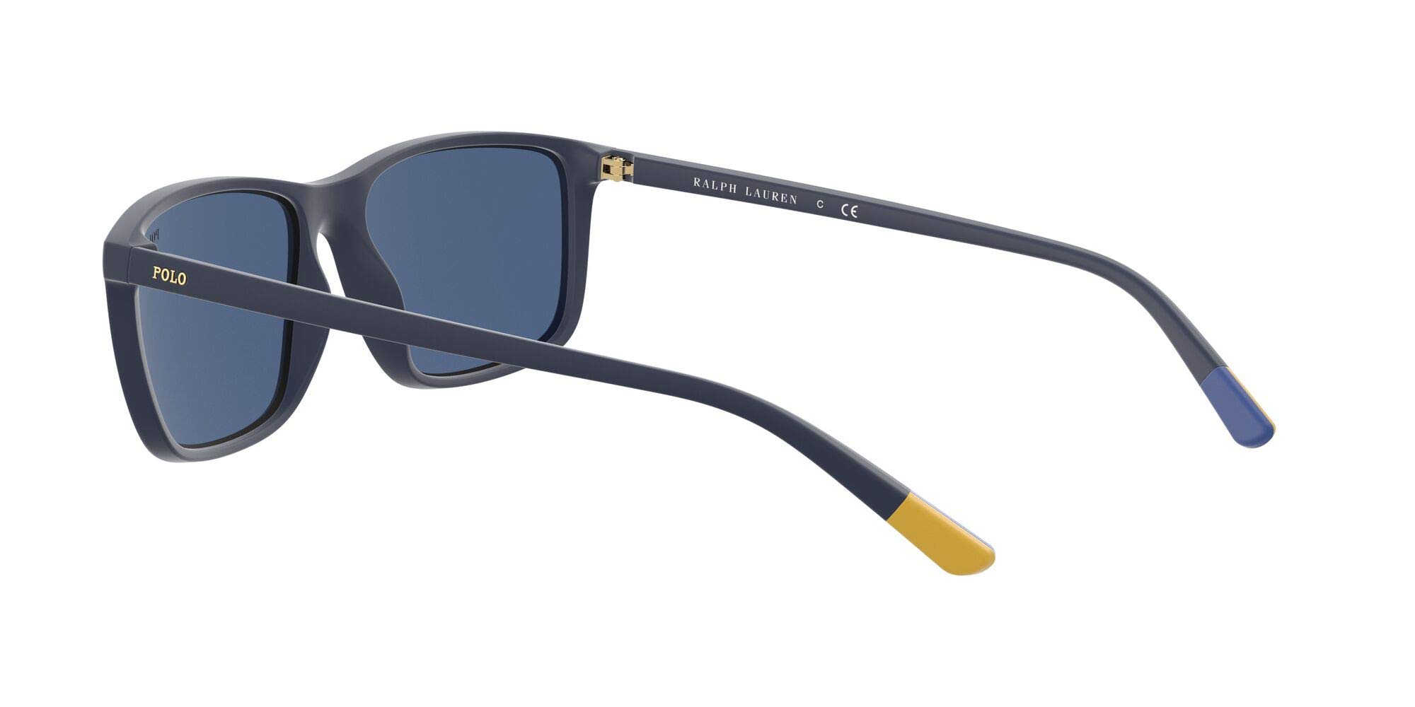 Polo Ralph Lauren Men's PH4171 Rectangular Sunglasses, Matte Navy Blue/Dark Blue, 57 mm
