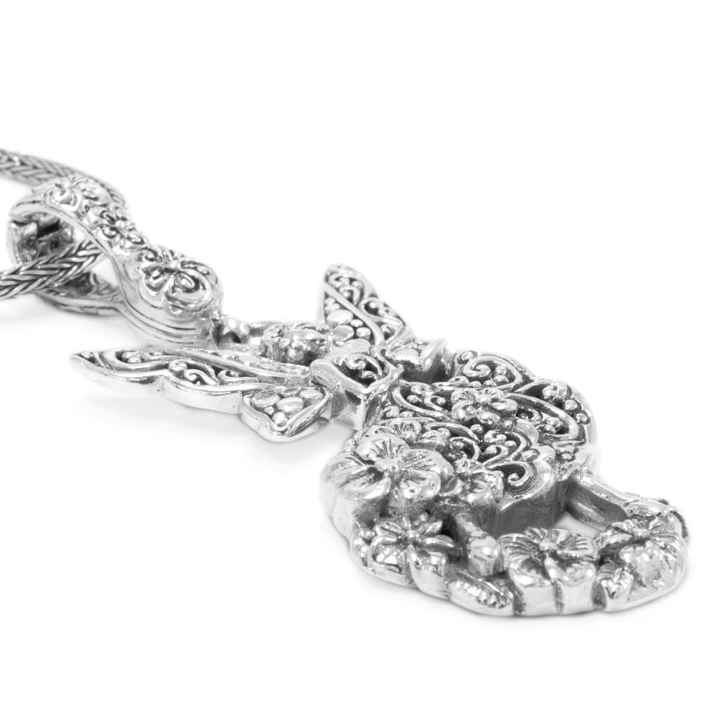 SARDA .925 Sterling Silver Frangipani & Filigree Fairy "Essentials" Pendant Enhancer