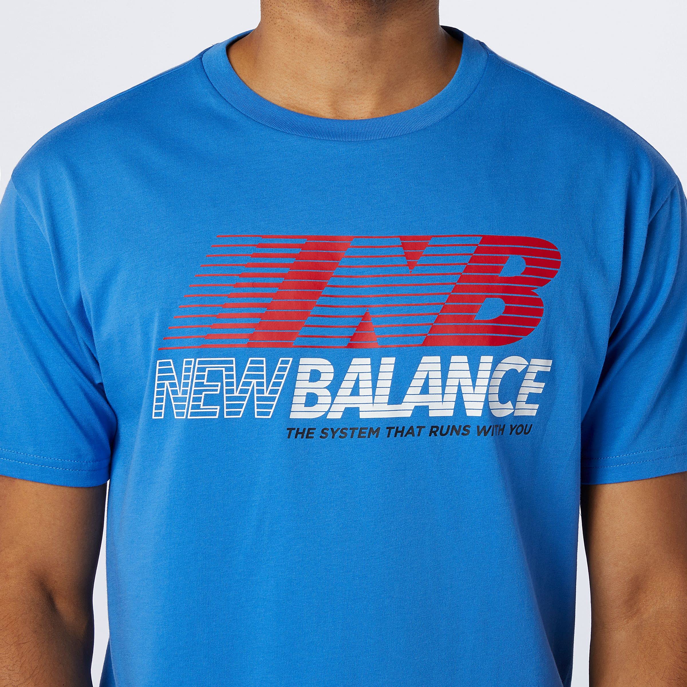 New Balance Men's NB Essentials Speed Action Short Sleeve, Faded Cobalt, Small