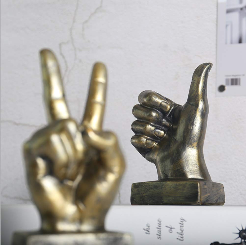 Nice purchase Hand Finger Gesture Desk Statues Fingers Sculpture Creative Home Living Room Cabinet Shelf Decoration (Thumbs-up in Silver)