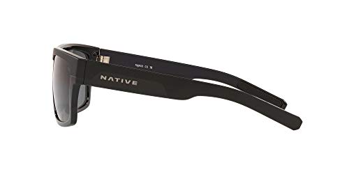 Native Eyewear El Jefe Polarized Rectangular Sunglasses, Matte Black/Gloss Black/Gray, 58 mm