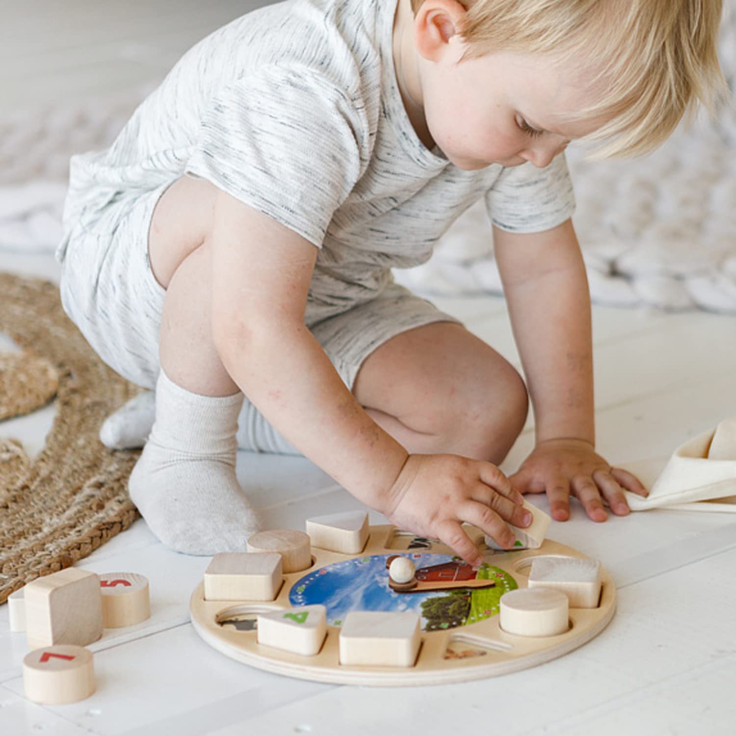 Ulanik Sorter Clock Farm Animals Montessori Toy Wooden Sorter Game Age 3+ Sorting and Counting Preschool Learning Education