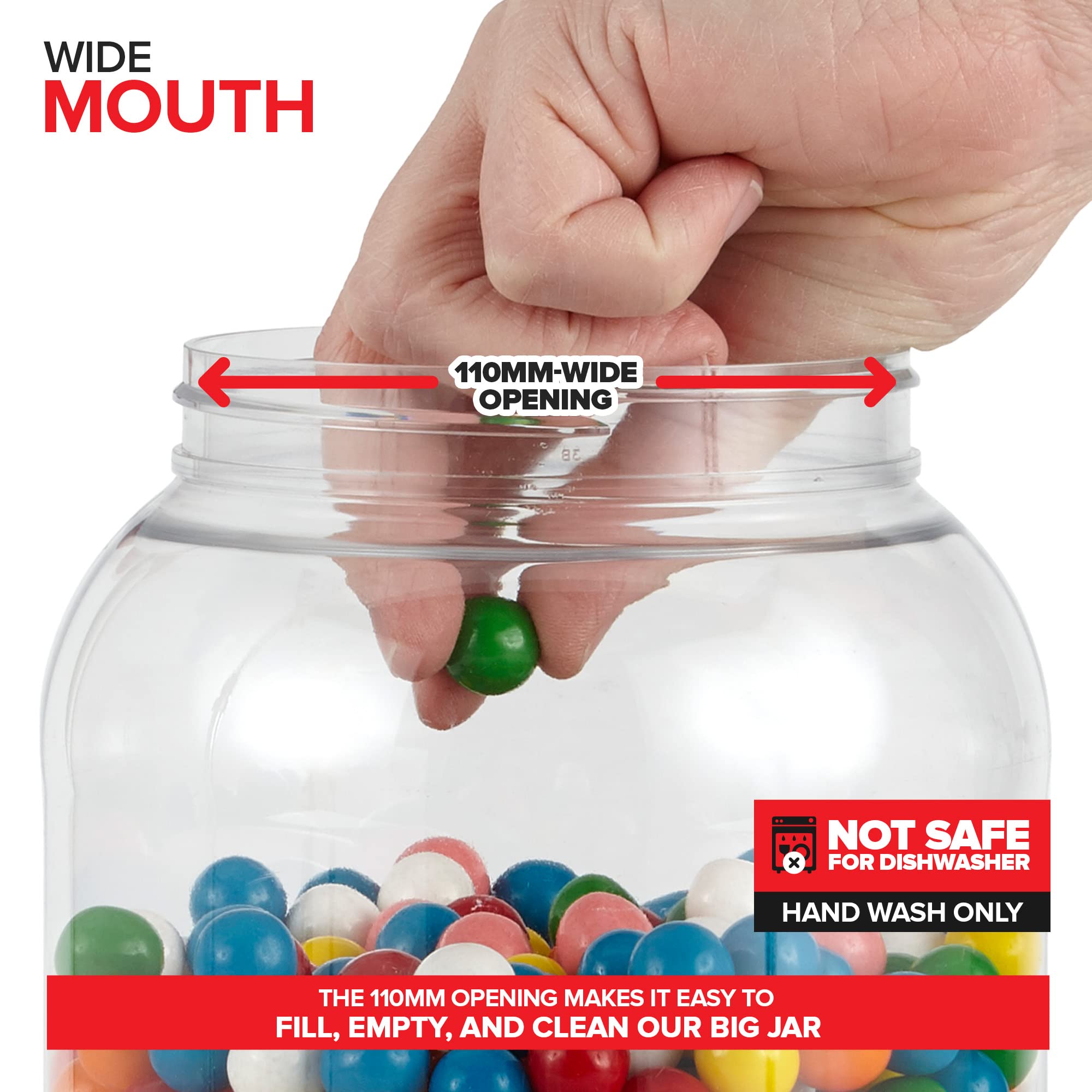 Stock Your Home 1 Gallon Clear Plastic Jars with Lids (2 Pack) 128 oz Wide Mouth Large Jar with Lid, Big Container for Candy, Cookies, Arts & Crafts, Bartender Money Tips, Kitchen & Pantry Storage