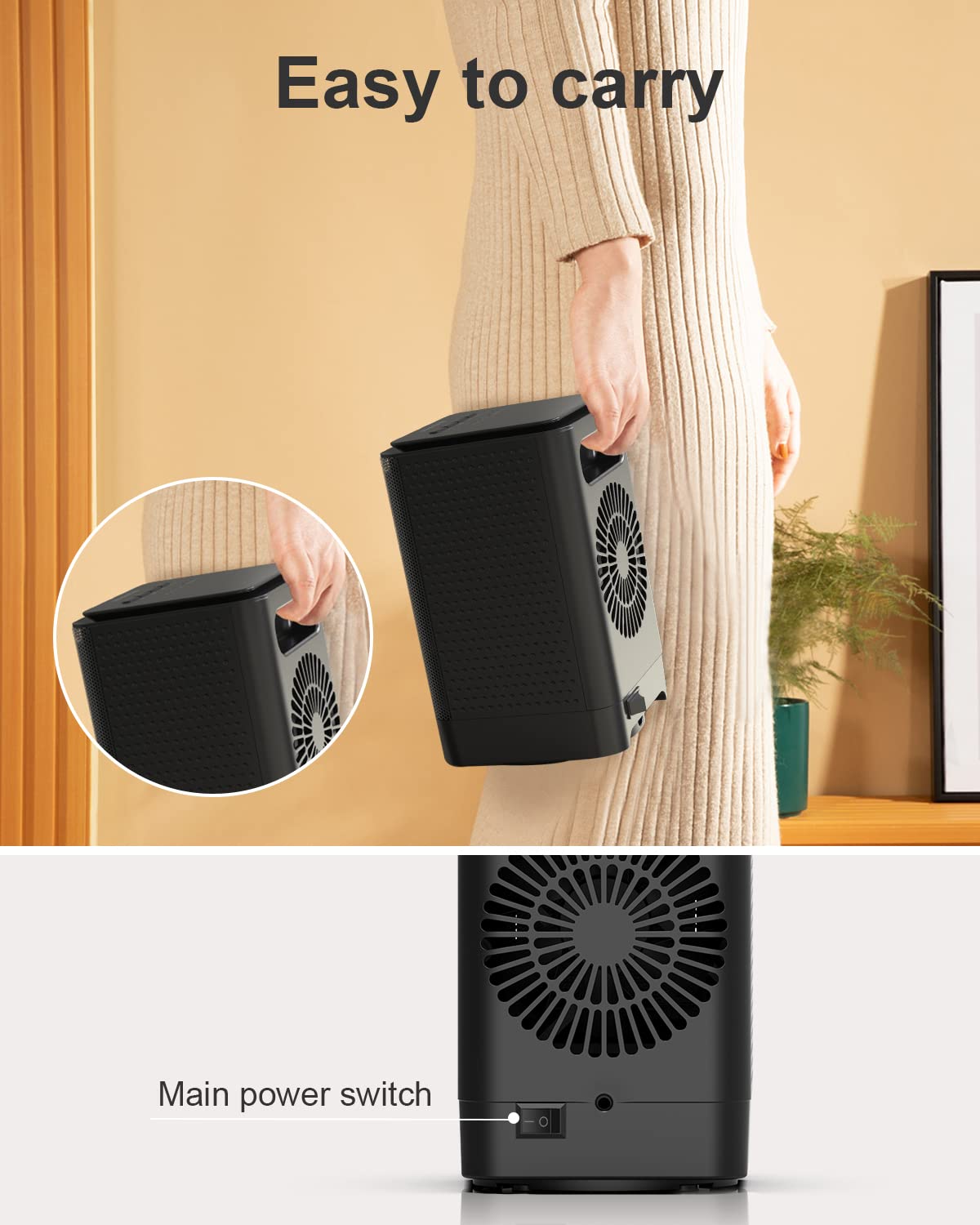 Space Heater, Desk Heater Portable Heater with Oscillation, Electric Space Heaters for Indoor Use with Fan-only Mode, Tip-over & Overheat Protection, Small Heater for Office under Desk