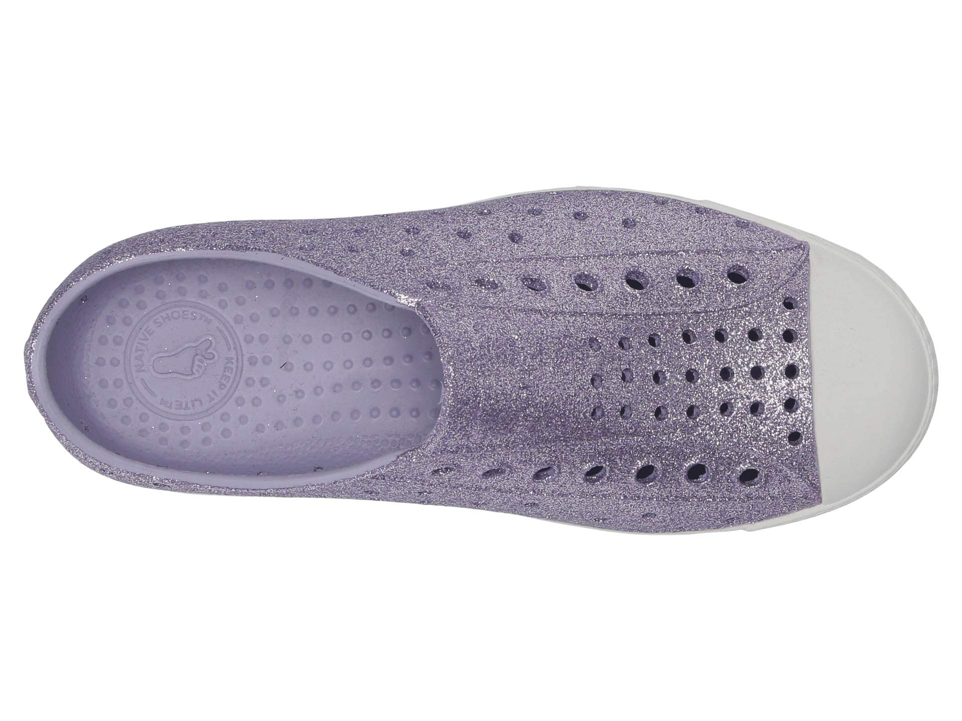 Native Shoes Kids Womens Jefferson Bling Glitter (Little Kid) Powder Bling/Shell White 11 Little Kid M