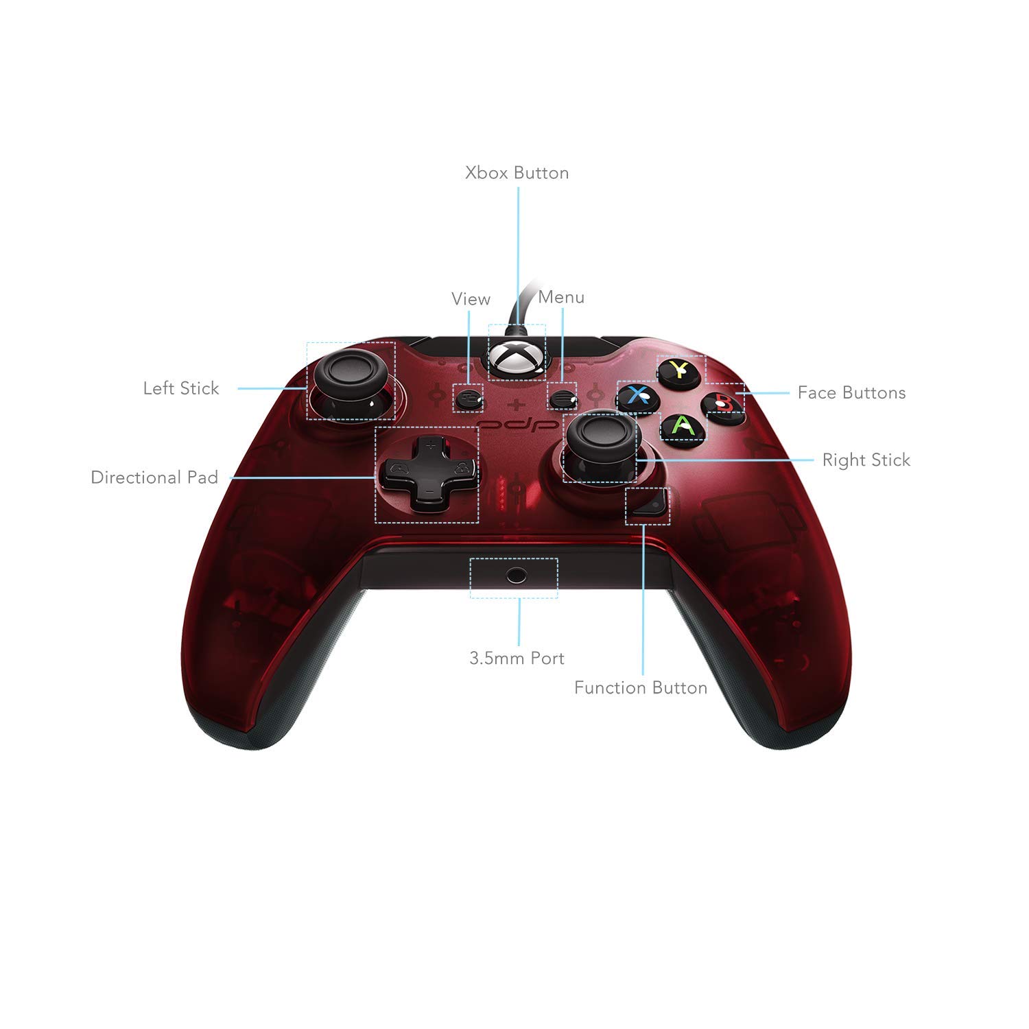 PDP Deluxe Wired Controller for Xbox One - Red - Xbox One
