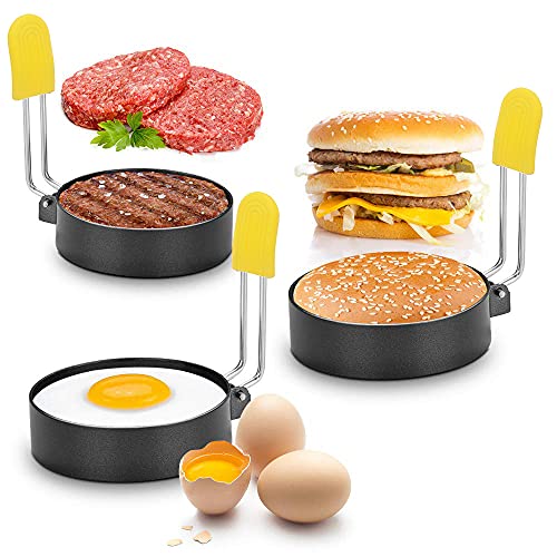 Round Egg Maker Ring 2 Pack, Nonstick Egg Rings for Frying Eggs and English Muffins, Egg Shaper for Frying Pan Cooking, Egg Molds for Griddle, Egg Circles for Breakfast Sandwich Burger