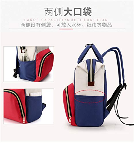 MLBCARE baby bag back pack large-capacity multi-functional fashionable shoulders diaper backpack mother's portable baby care bag Separate storage (Red white blue)