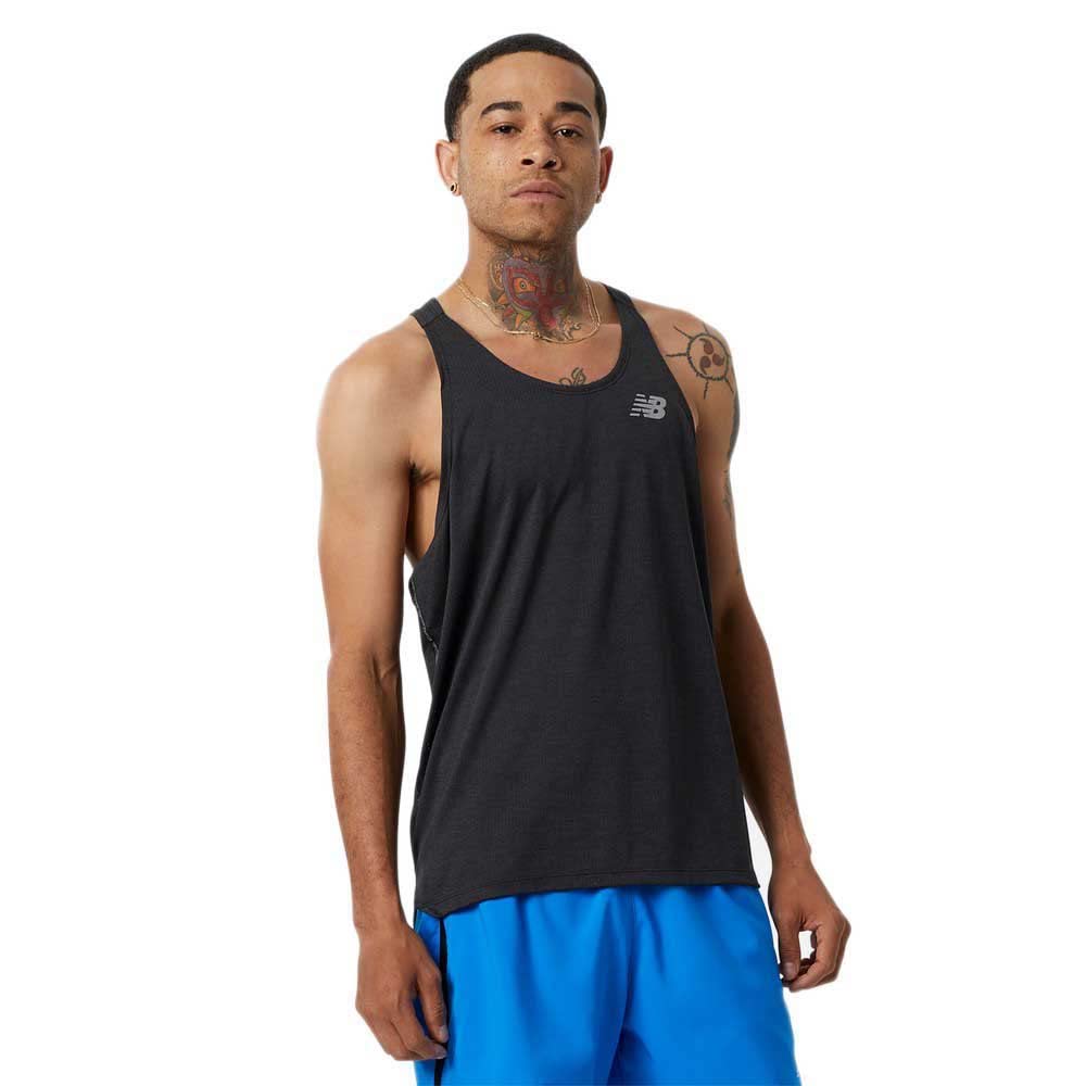 New Balance Men's Impact Run Singlet, Serene Blue Heather Graphic, Small
