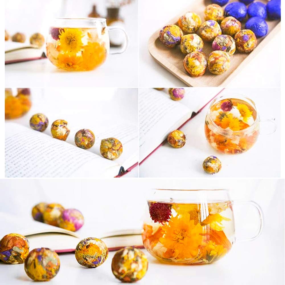 Natural Herbal Flowinging Tea Gift Box Organic Blooming Flower Tea Balls Kit Handmade Press Art Teas Ball- 10 Mixed Flowering Tea Single Pack