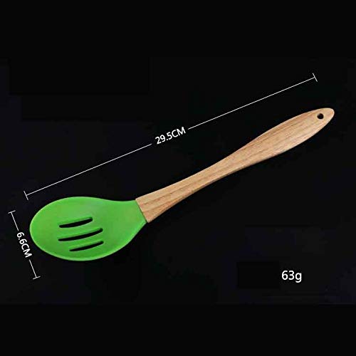 LMMDP Wooden Handle Silicone Kitchen Utensils Kitchen Tool Shovel Spoon Set Wooden Handle Silicone Kitchen