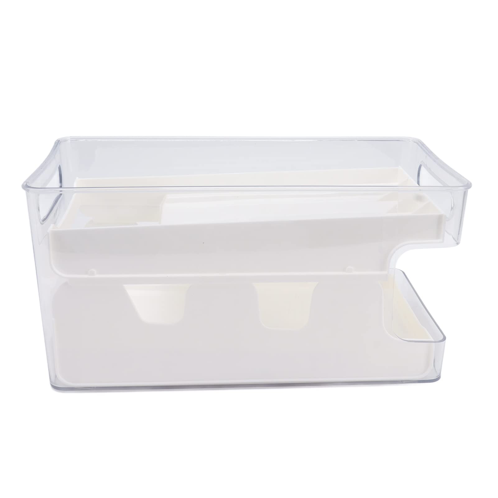 TOPINCN Food Can Dispenser Storage Rack Organizer 2 Tier Soda Can Rack Beverage Can Can Storage Holder Can Holder for Pantry Refrigerator (White)