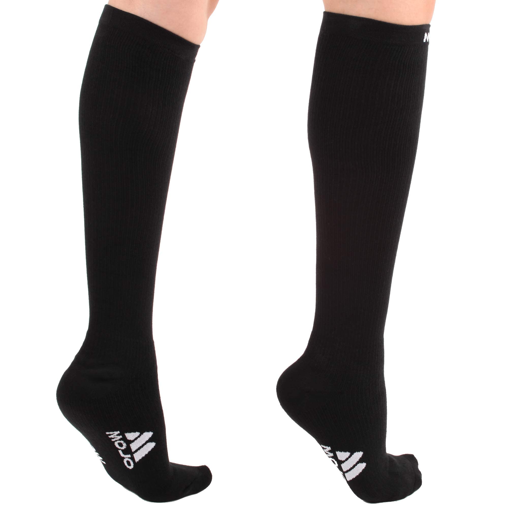 Mojo Compression Socks 3XL Plus Size Socks - Knee-High, 20-30mmHg, Extra-Wide Calf, Black - XXX-L Sports Stockings
