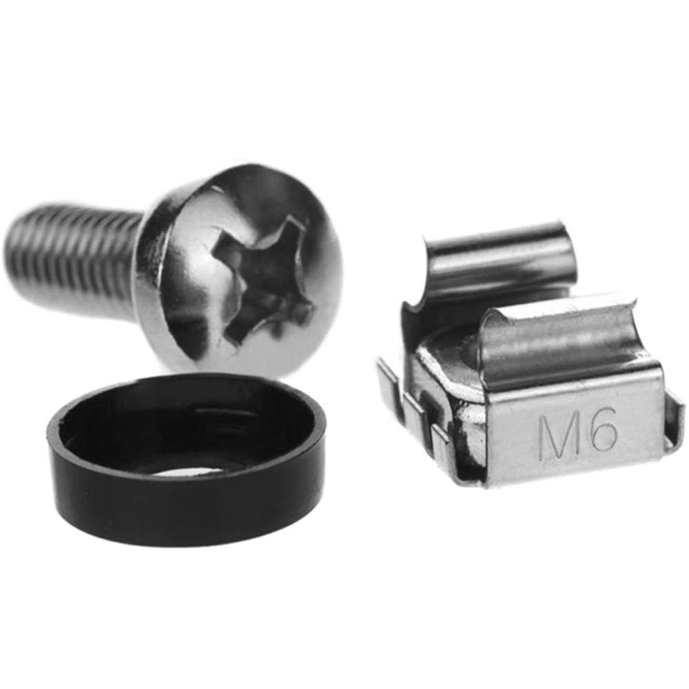 MMOBIEL 50 Pack Cage Nuts, Screws and Washers M6 x 16mm Rack Mount & Washers for Rack Mount Server Cabinets, Rack Mount Server Shelves, Routers