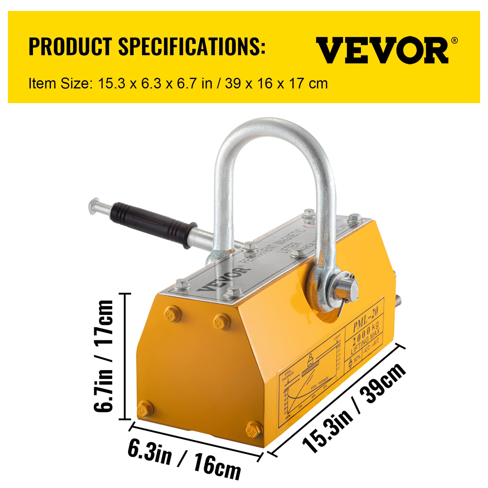 Mophorn Lifting Magnet with Release,4400 Lbs Pulling Force - Steel Magnetic Lifter,Neodymium - Permanent Lift Magnets,Heavy Duty - for Hoist, Shop Crane, Block, Board