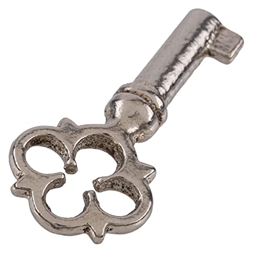 Nickel Plated Miniature Chest, Box Lock or Necklace Skeleton Key for Antique Furniture | KY-11
