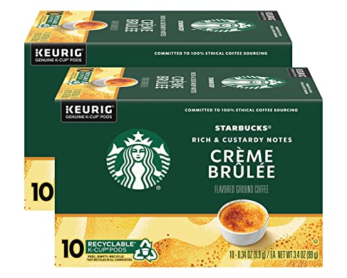 Starbucks Crème Brulée Flavored Blonde Roast Single Cup Coffee for Keurig Brewers, 10 Count - Pack of 2