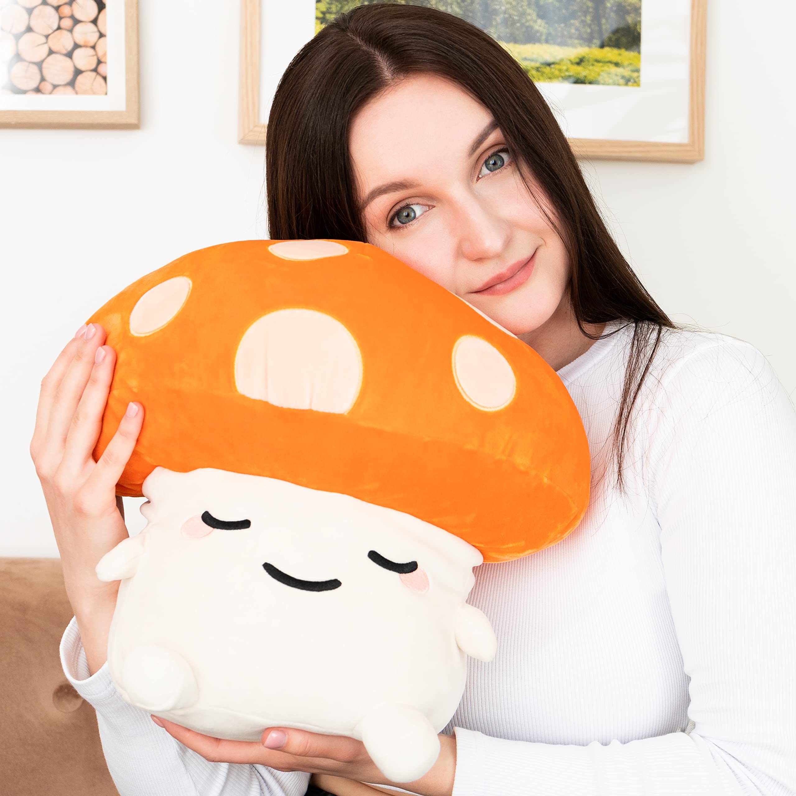 Squish PALS Kawaii Mushroom Plush Toy - 3D Stuffed Pillow - Cute 13 Inch Plushie for All Ages