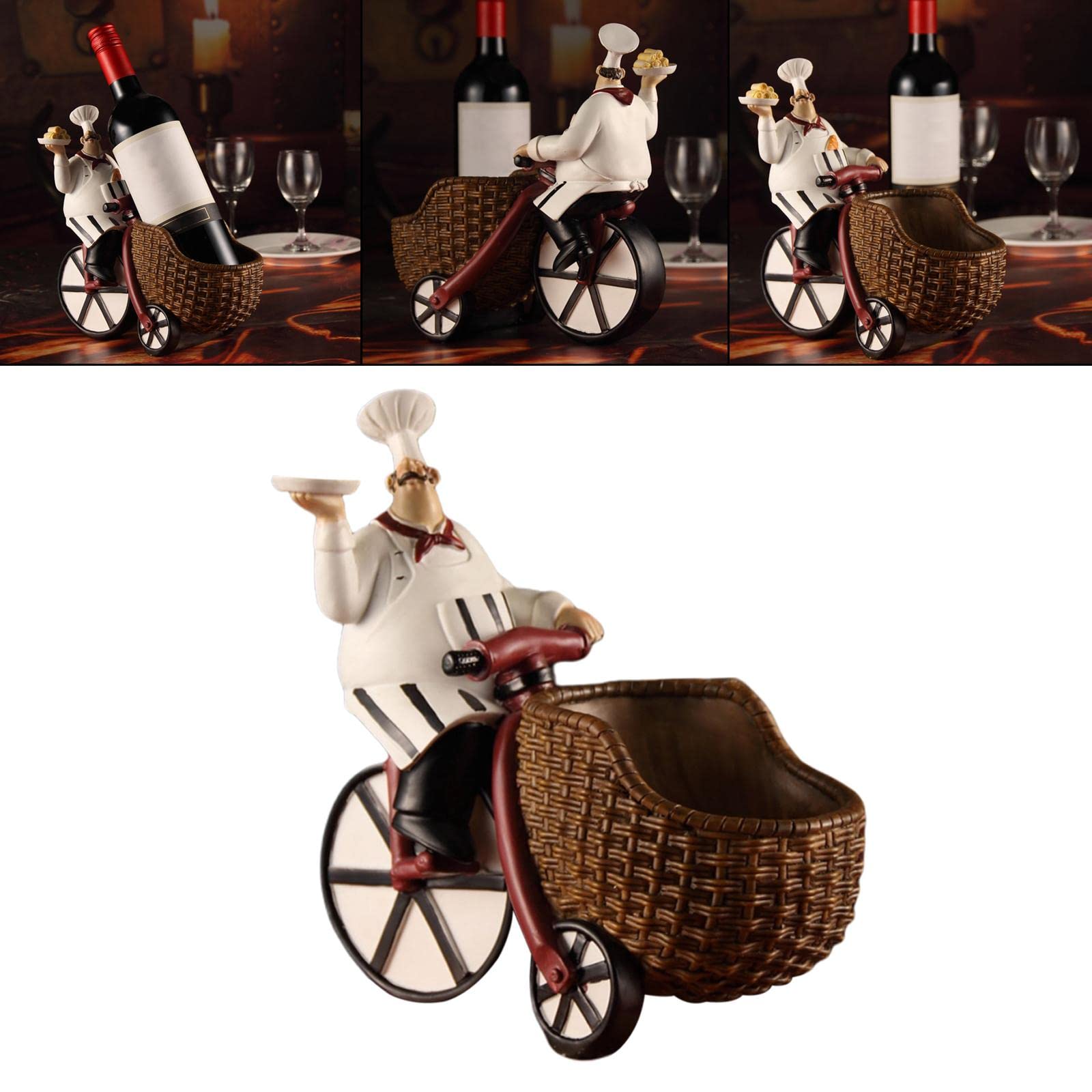 rockible Resin Crafts Wine Rack Chef Figurines Stylish Wine Bottle Holder Wine Storage Rack Liquor Holder for Kitchen Tabletop Home Dining Room Decor