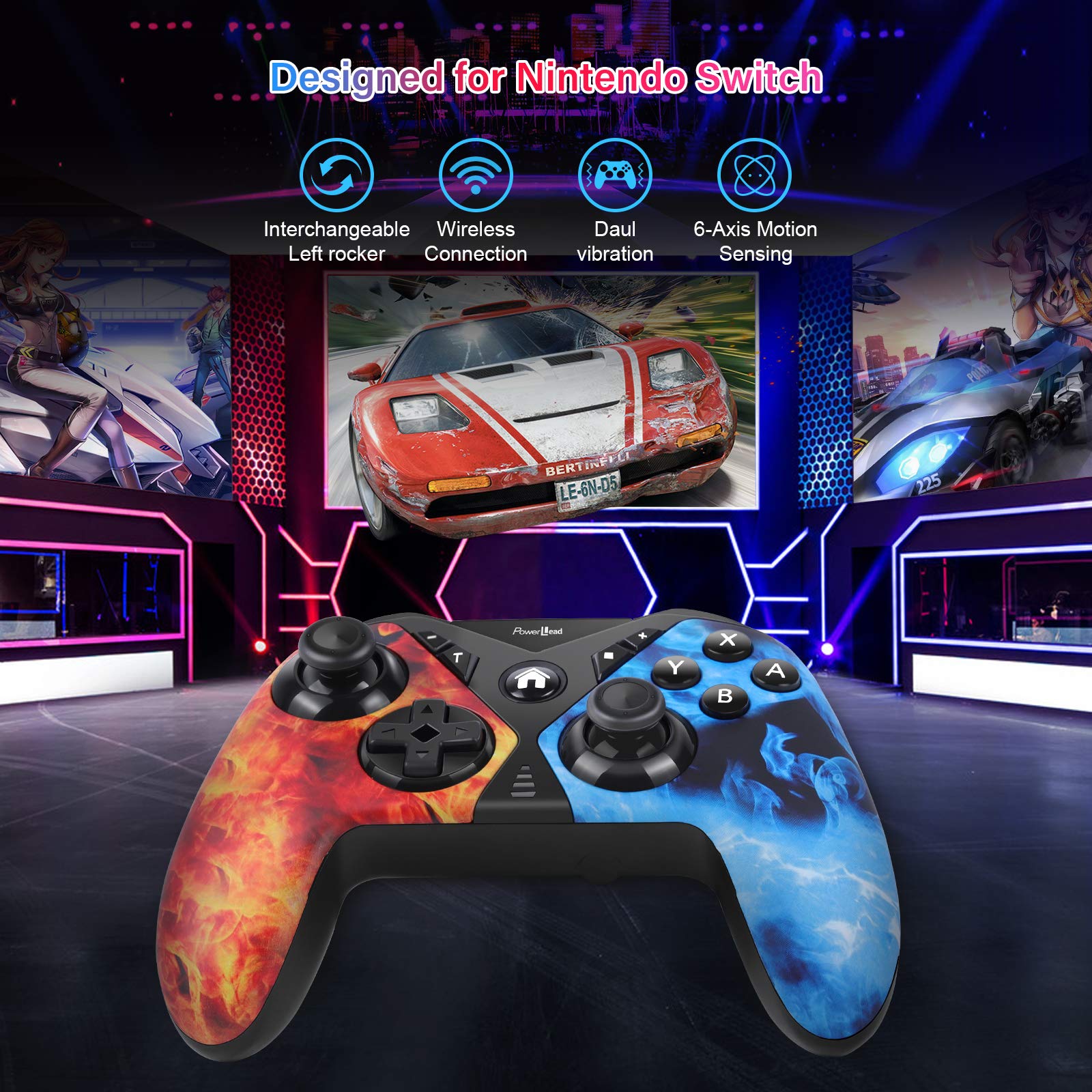 Pro Controller for Nintendo Switch, PowerLead Wireless Controller for Nintendo Switch, Controller Joystick Remote Gamepad Compatible with Nintendo Switch/Switch Lite/Android/Tablet/Smart TV/OLED