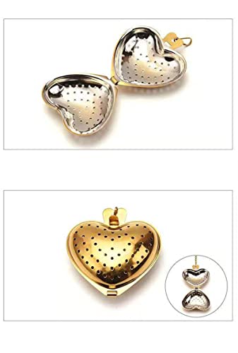Stainless Steel Creative Tea Infuser Metal Heart Shape Reusable Tea Coffee Filter Strainer Teapot Accessory Kitchen Gadget Too (gold)