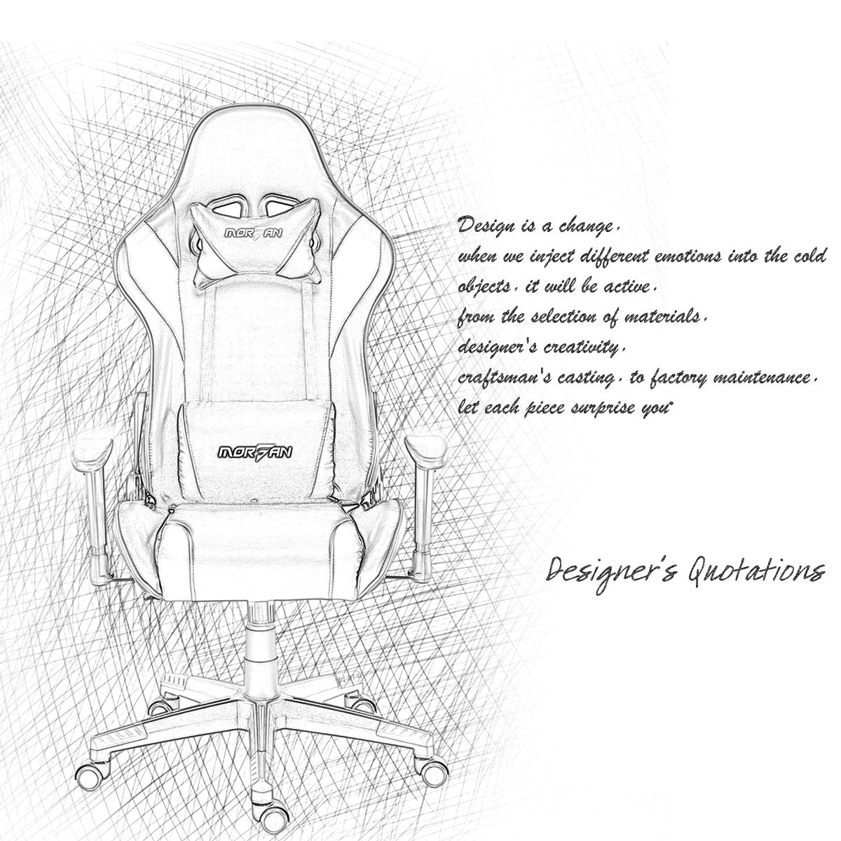 Morfan Gaming Chair New Size with Massage and Rocking Function Computer Office Racing Chair (Orange)