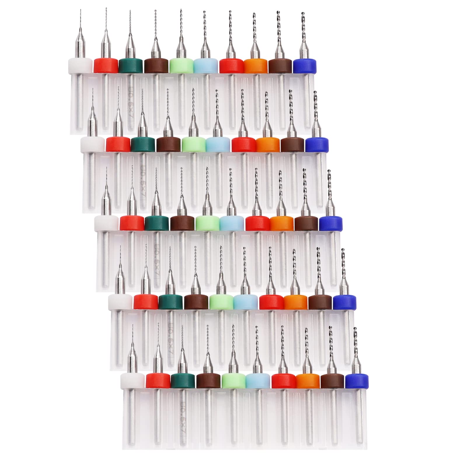 Sunxeke 50pcs PCB Drill Bits Set Dremel Drill Bits Spiral Flute Carbide 0.3mm-1.2mm for PCB Circuit Board Stone Dremel Jewelry Making etc.