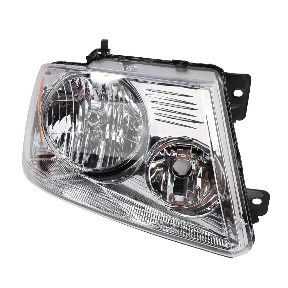 MILLION PARTS Headlight Assembly Compatible with 2004-2008 Ford F150 Pickup 2006-2008 Lincoln Mark LT Passenger and Driver Side Chrome Amber Headlight