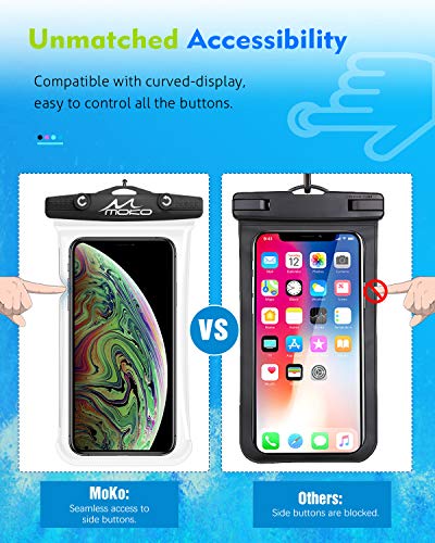 MoKo Waterproof Cellphone Pouch, [2 Pack] Underwater Phone Case Dry Bag with Lanyard Compatible with iPhone 12 Mini/12 Pro, iPhone 11 Pro/11 Pro Max, X/Xs/Xr/Xs Max/8/7, Samsung Note 10, S21/S20/S10