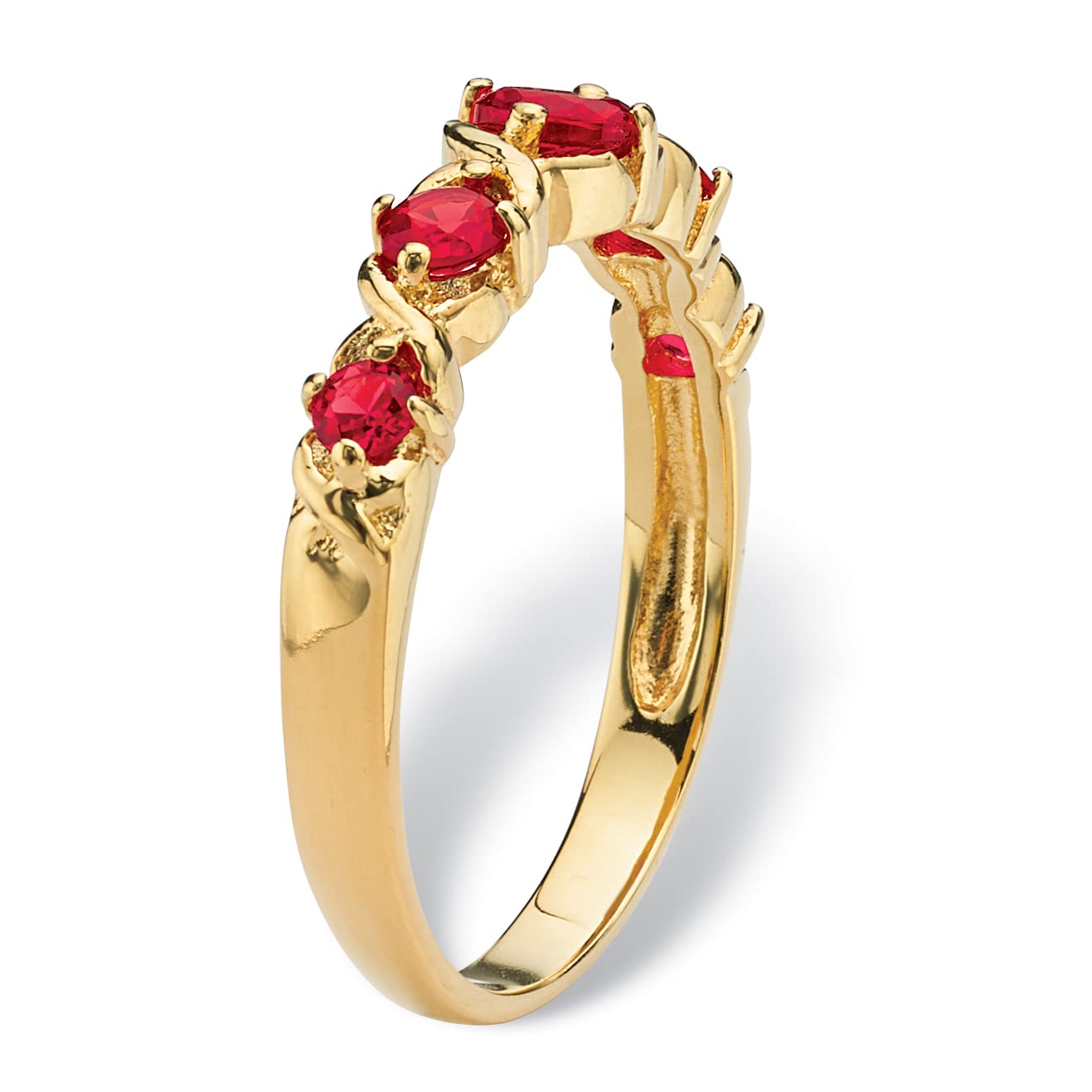 PalmBeach Gold-Plated Simulated Birthstone X O Ring Sizes 5-10 Size 8 Month 7