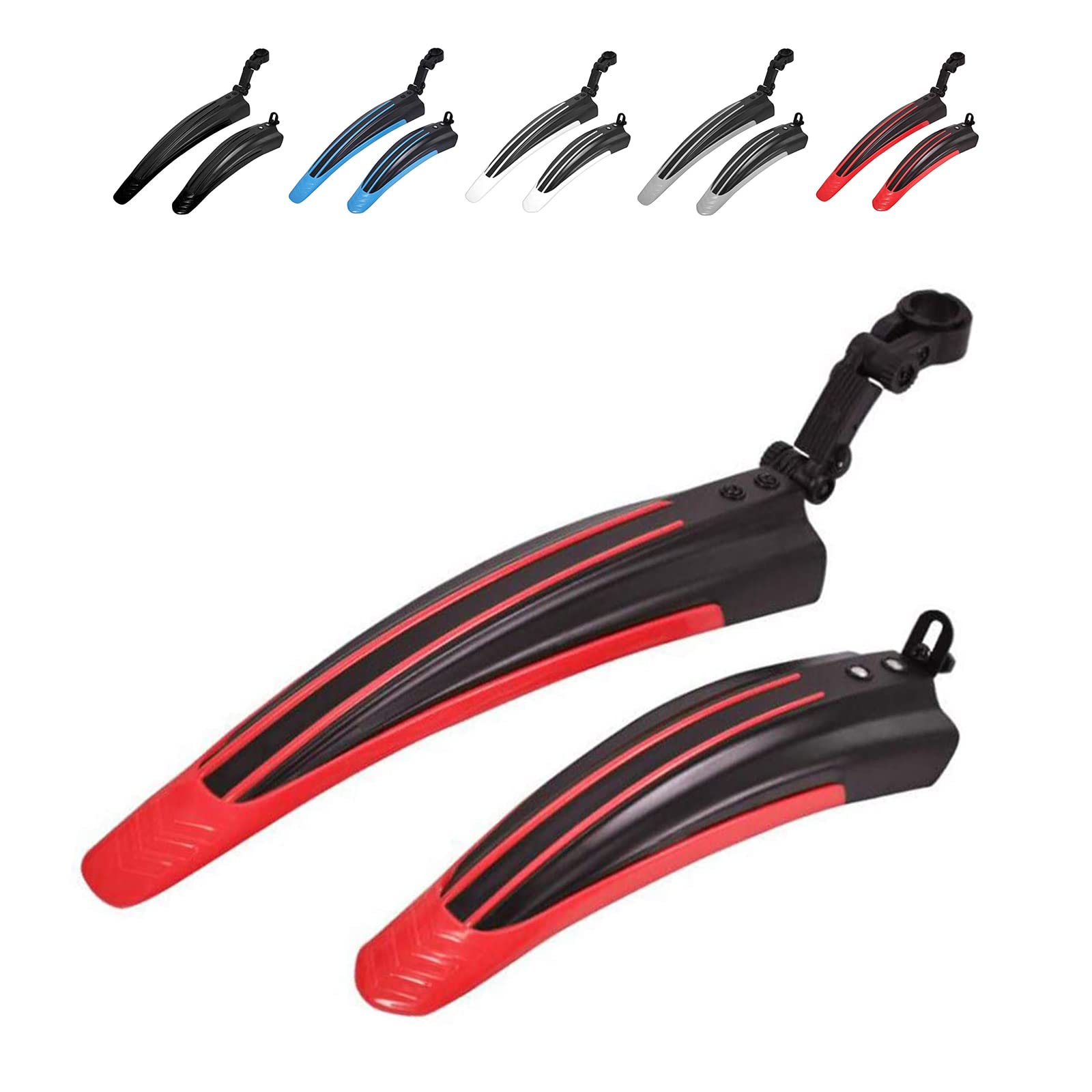 NEW BARLEY Bicycle Mudguards,Mountain Bike Mud Tiles,Front and Rear Rainguards Mud Two-Section Angle Adjustment Mudguard Angle Red