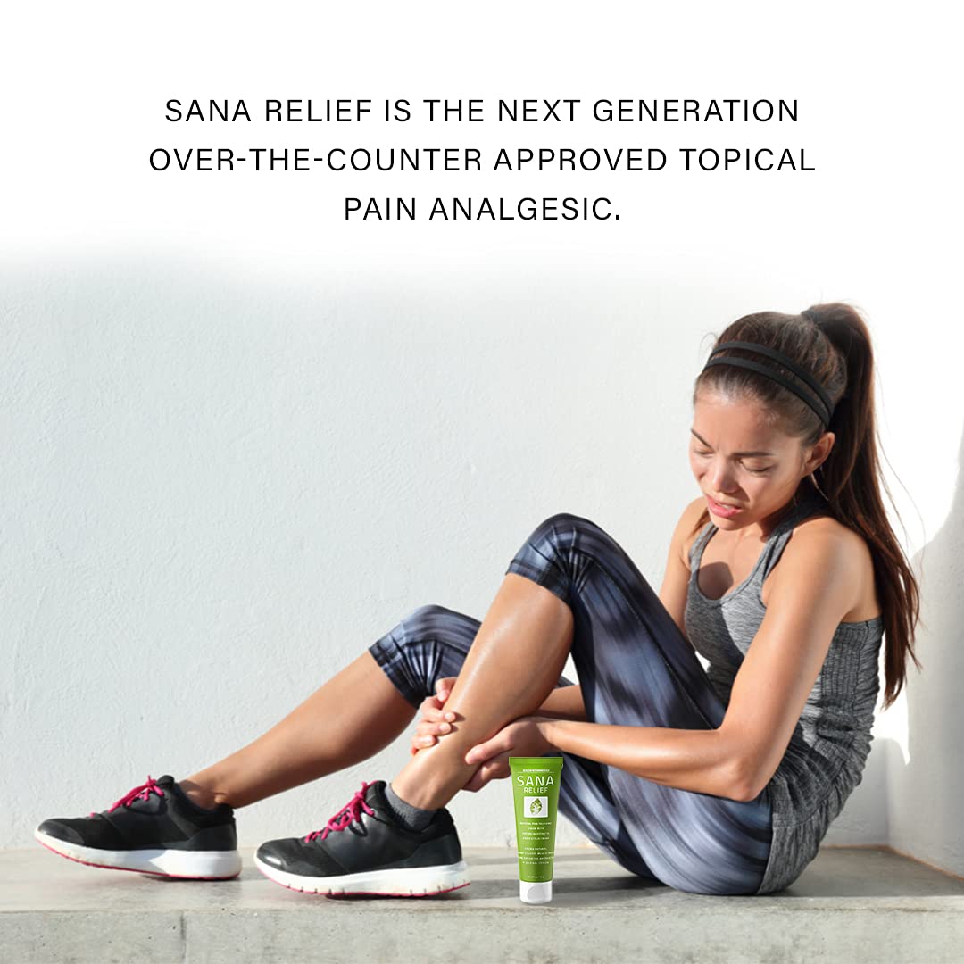 SANA RELIEF - All Natural & Fast Acting Topical Pain Relief Cream for Back, Neck, Knees, Hips, Shoulders, Elbows, Joints and Muscles, 4oz