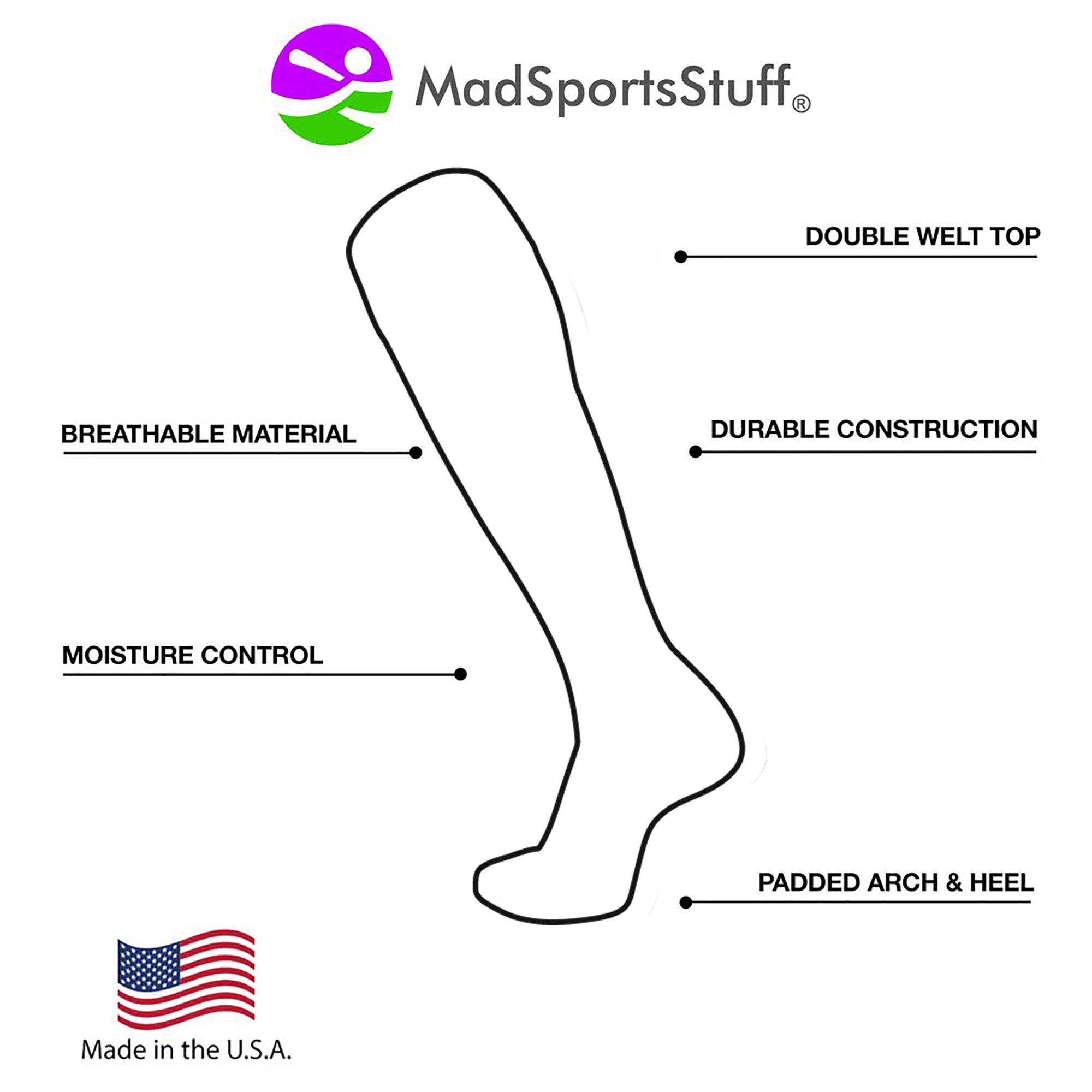 MadSportsStuff Peace Love Unicorn Over the Calf Socks (Electric Blue/Neon Pink, Small)