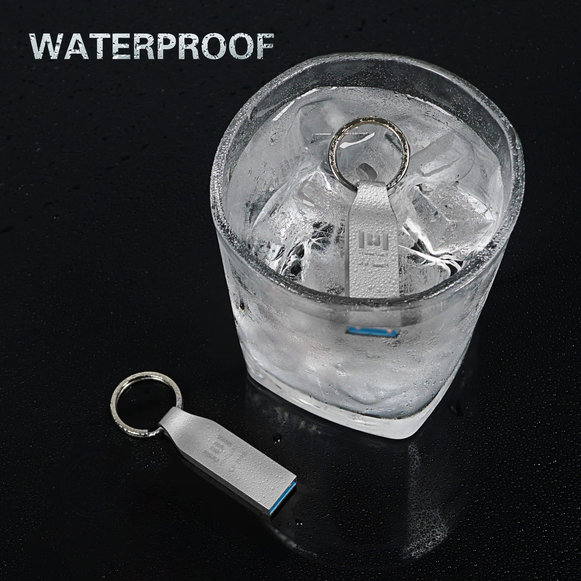 MOSDART 128GB USB 3.0 Flash Drive Metal Keychain Zip Drive Up to 90MB/s Fast Speed USB3.0 Thumb Drive,128 GB Waterproof Jump Drive USB Memory Stick,Silver