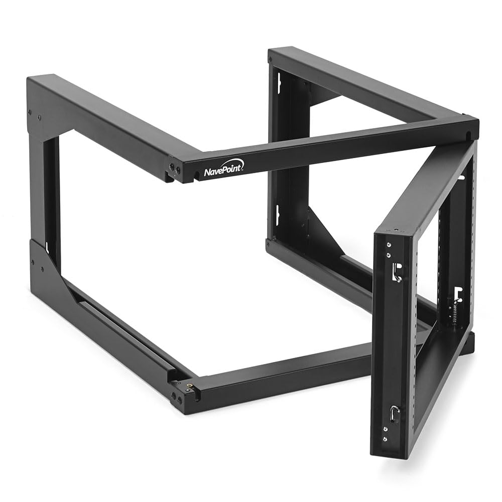NavePoint 6U Server Rack with Swing Gate - 6U Wall Mount Rack for 19 Inch IT Equipment Open Frame Rack β Network Rack Wall Mount for AV & Server Equipment 18β Deep 6U Rack, Black