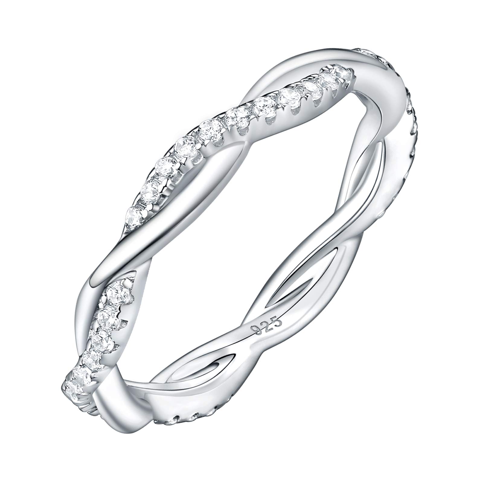 Newshe Jewellery Wedding Band Eternity Ring for Women AAAAA Cubic Zirconia Twisted 925 Sterling Silver Size 9