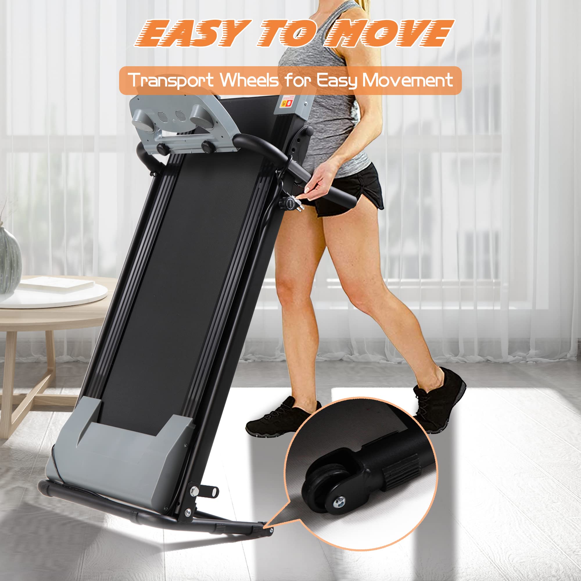Sandinrayli Folding Electric Treadmill, Running Machine w/3 Manual Incline & 12 Preset Program, Home Workout Machine for Office Apartment Small Space