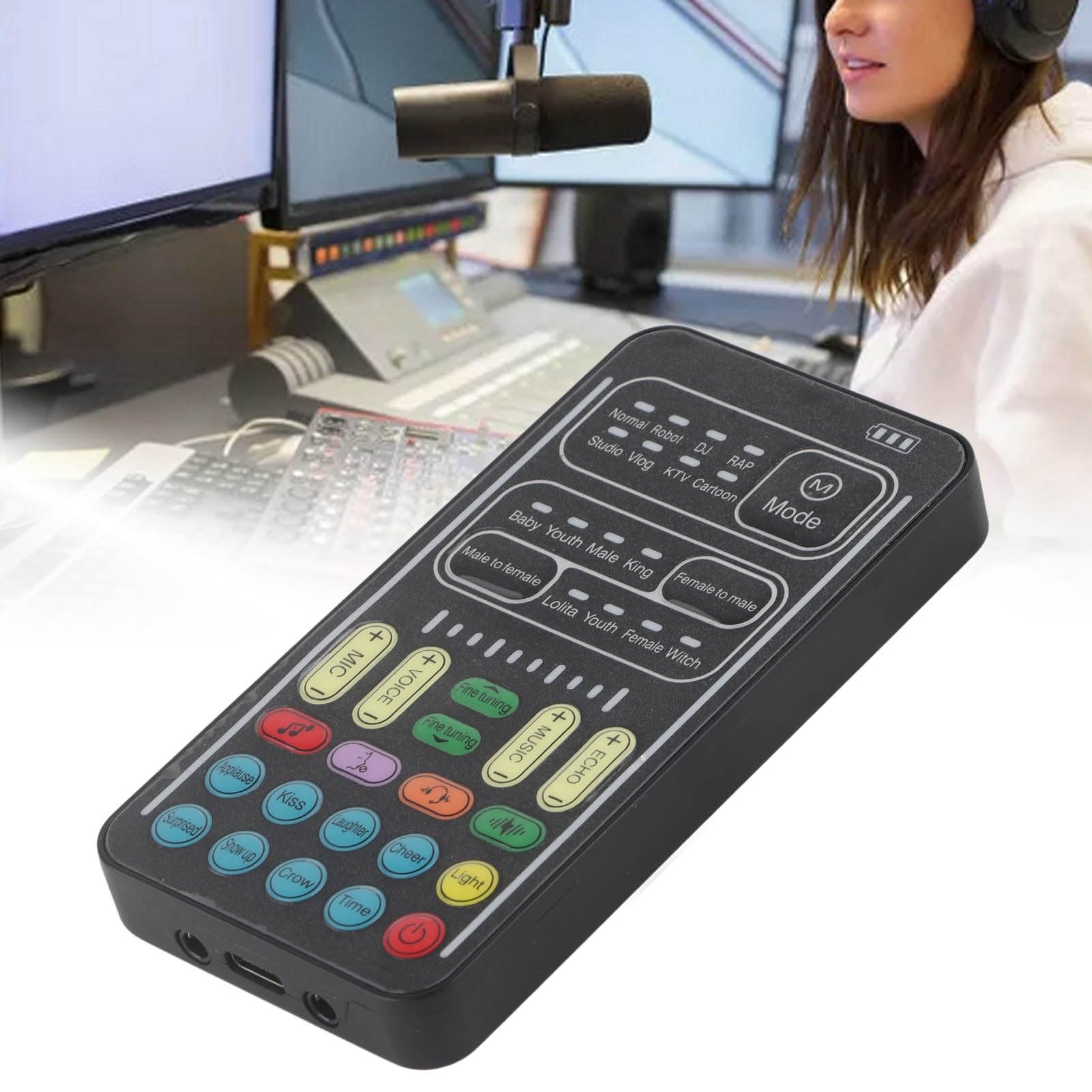 Voice Changer Disguiser, for PS4/PS5/ One/Phone/Computer PC/Tablet, Portable Mini Gaming Live Sound Card, 8 Kinds Sound Adjustable, Plug and Play