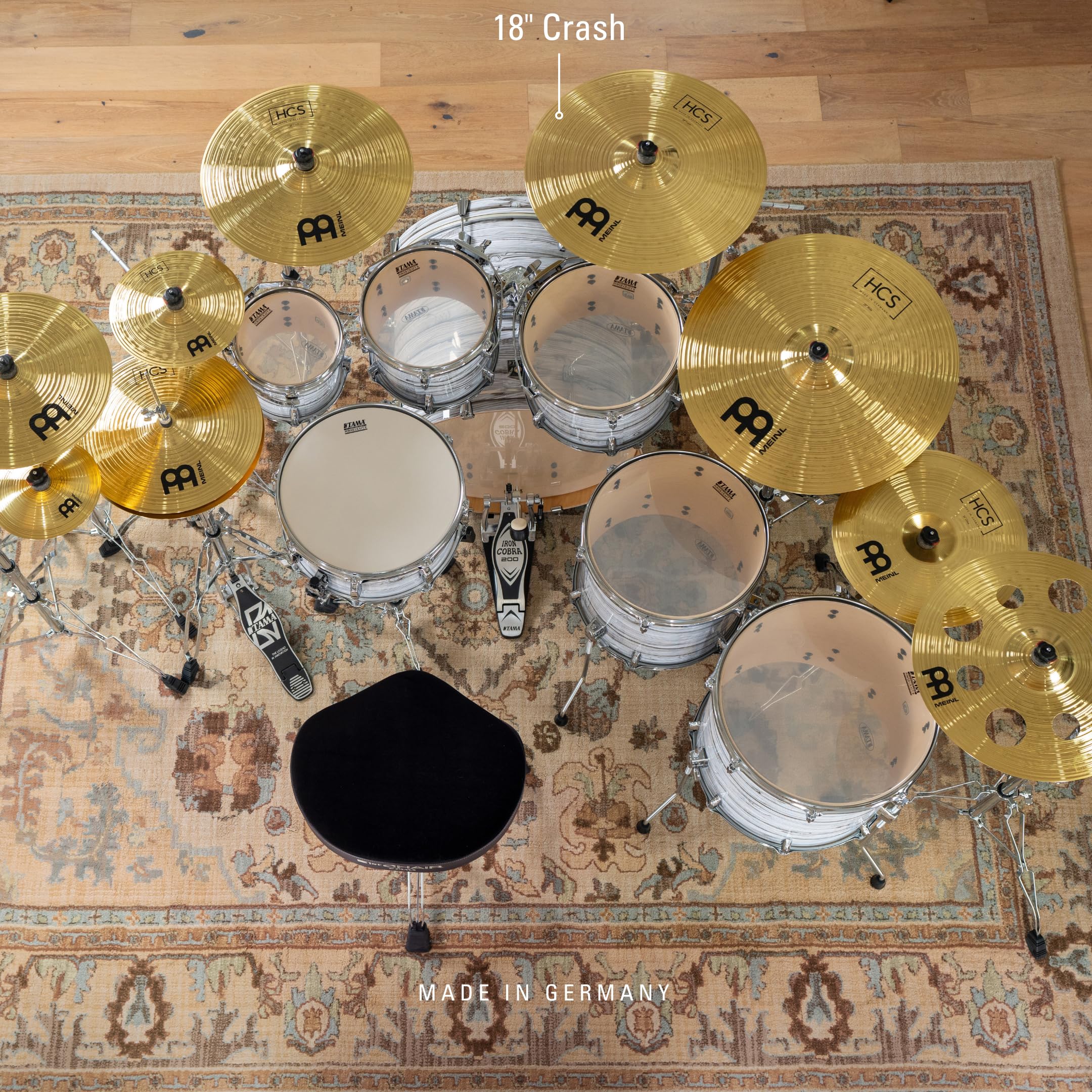 Meinl 18” Crash Cymbal – HCS Traditional Finish Brass for Drum Set, Made In Germany, 2-YEAR WARRANTY (HCS18C)