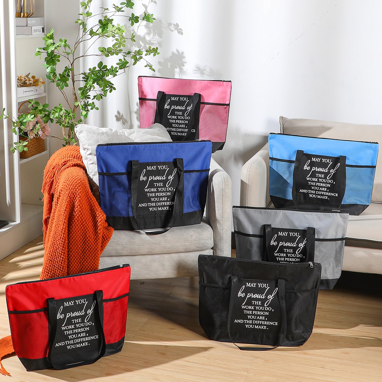 Paterr 18 Pcs Nurse Tote Bags Employee Appreciation Gift for Coworker May You Be Proud of the Work Sign Nurse Bag with Mesh Pockets for Work Teacher Volunteer Nursing Assistant