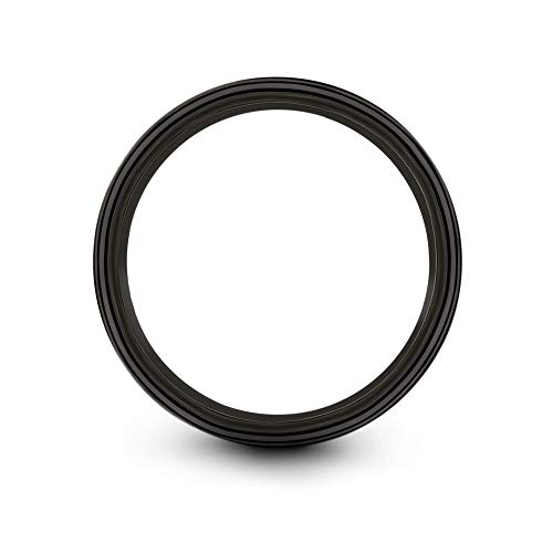P. Manoukian Tungsten Carbide Wedding Band Ring 6mm for Men Women Black Center Line Black Interior with Flat Cut Brushed Polished Comfort Fit Anniversary Size 13