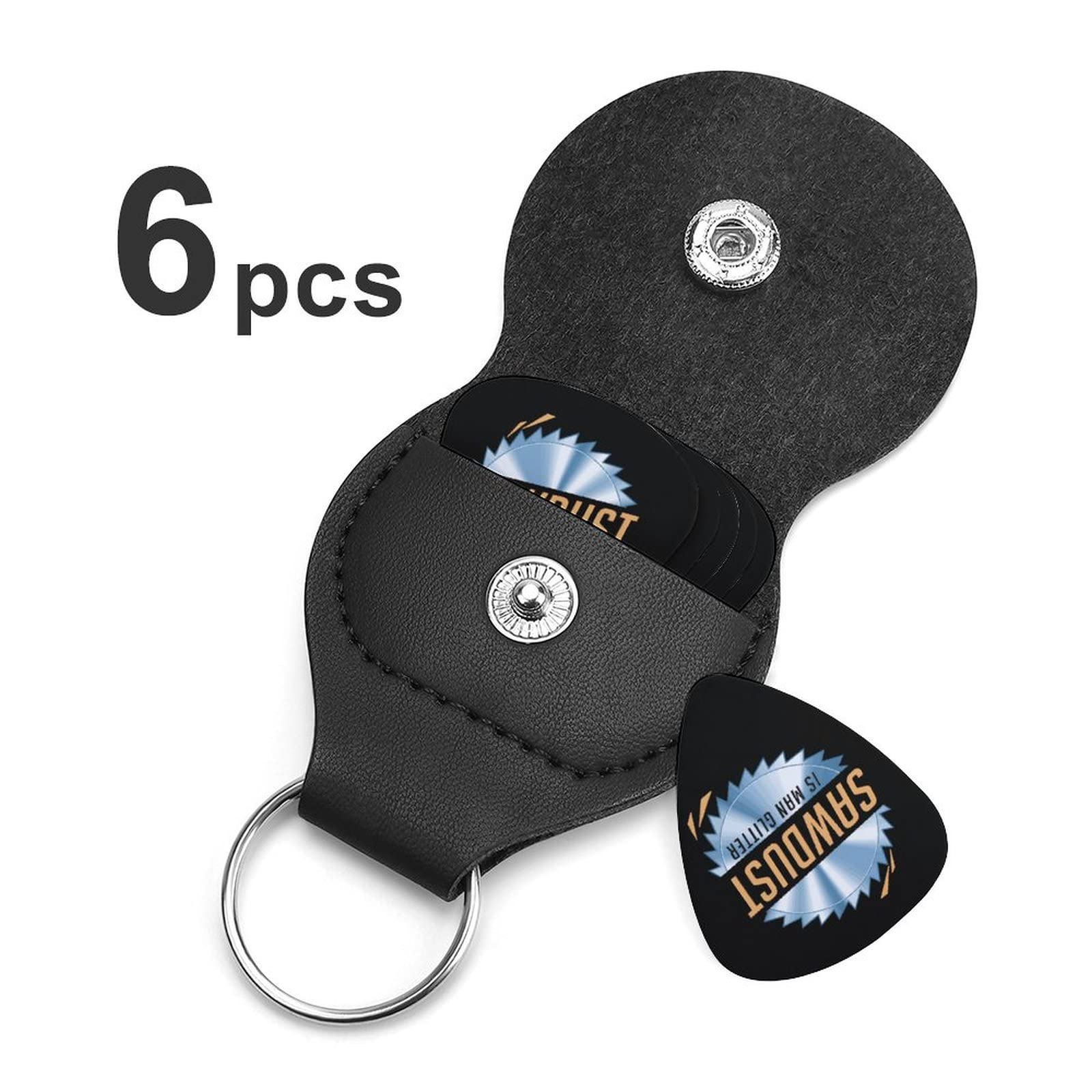 Sawdust is Man Glitter Guitar Picks with Case Holder Thin Medium Heavy Guitar Plectrums for Acoustic Classical Electric Bass Guitar