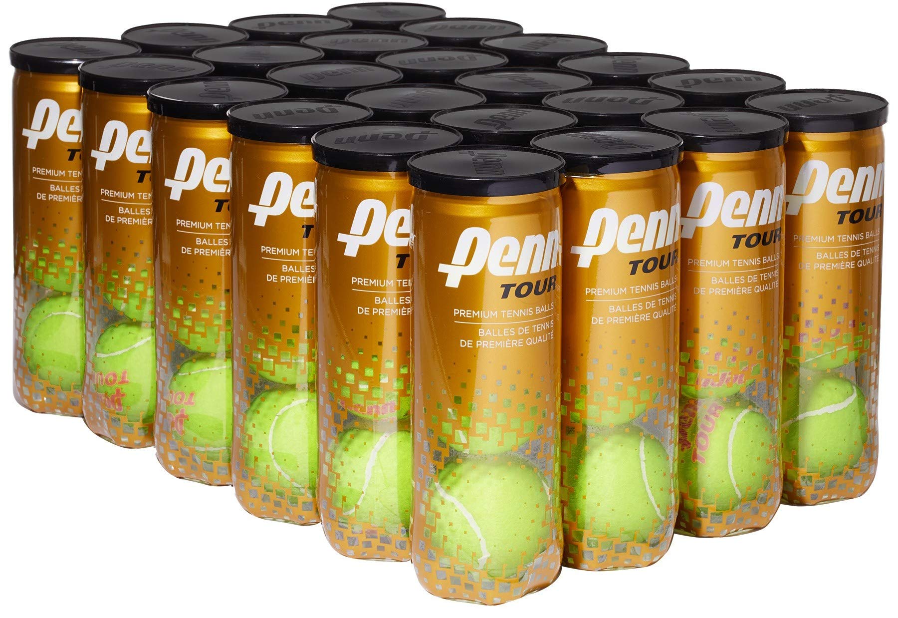 Penn Tour Regular-Duty Felt Clay Court Tennis Balls (3-Ball Can) (24 Cans = 1 Case)