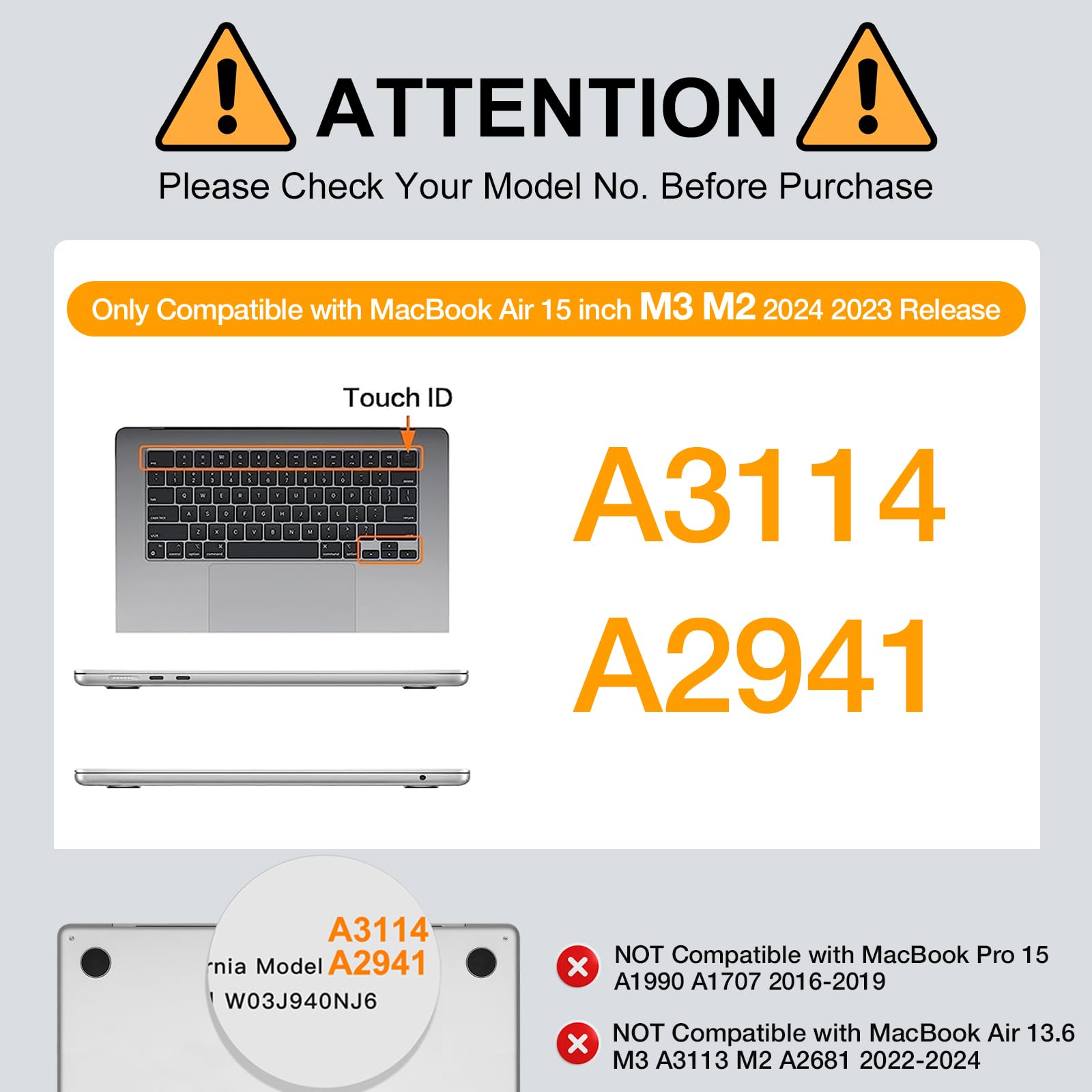 MOSISO Compatible with MacBook Air 15 inch Case 2023 2024 Release M3 A3114 M2 A2941 with Liquid Retina Display & Touch ID, Protective Plastic Hard Shell Case Cover, Crystal Clear