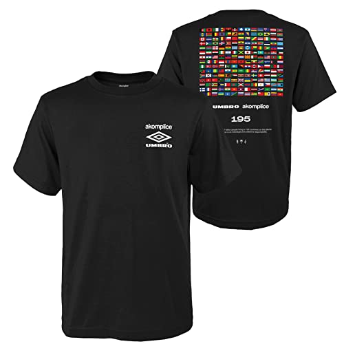 Umbro x AKOMPLICE World Peace Short Sleeve Tee, Black Beauty, Large