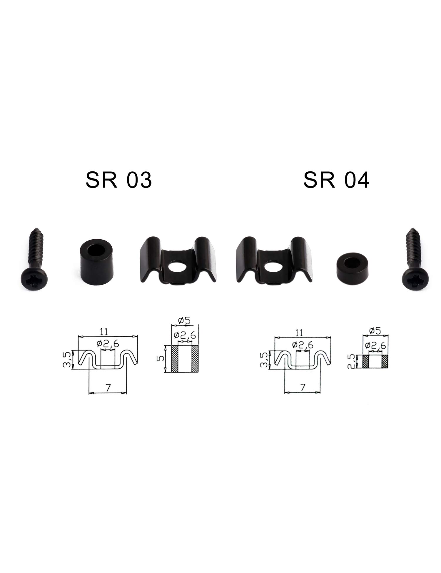 Metallor Guitar String Trees String Retainer Guides Compatible with Strat Tele Style Electric Guitar Bass Parts Replacement Pack of 4pcs with Mounting Screws Black.